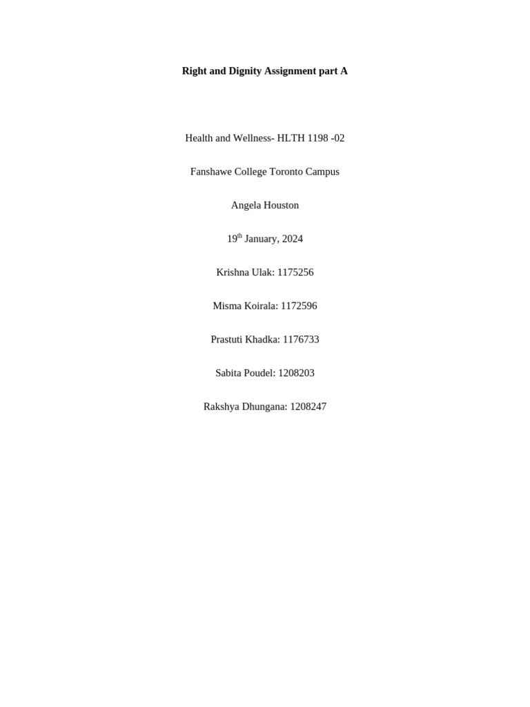 Health and Wellness Assignment | PDF | Communication | Autism