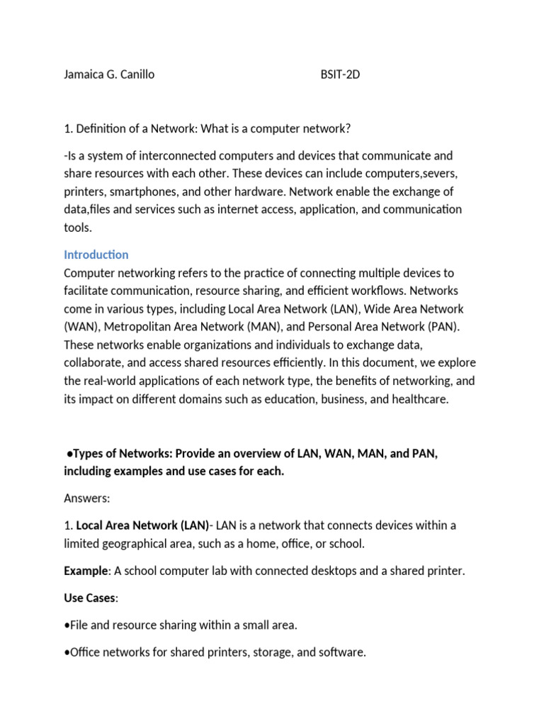 Understanding Computer Networks: Types & Benefits | PDF | Computer ...
