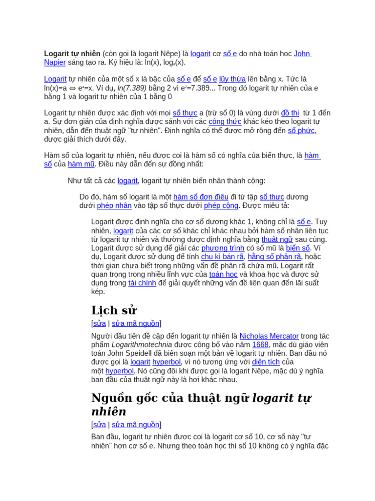 Logarit T Nhiên | PDF