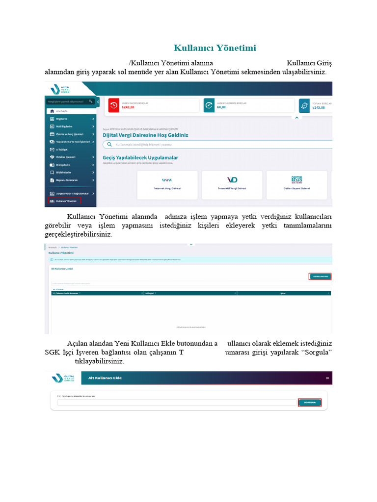 Dijital Vergi Dairesi Kullanici Yonetimi Kilavuzu | PDF