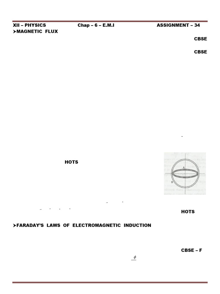 Physics XII: E.M.I Assignments | PDF | Inductance | Electromagnetic Induction