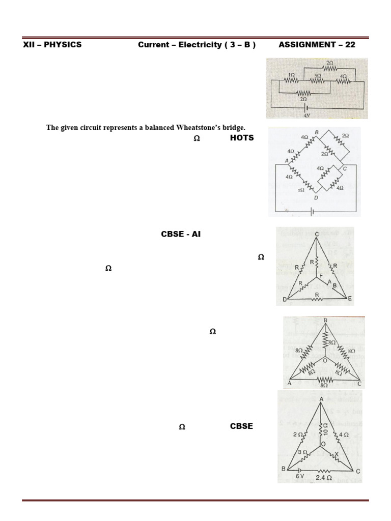 3 (B) - 2024 - Current Electricity - Assignment - 22 | PDF