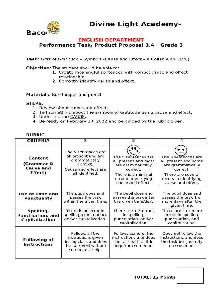 Grade 3 - PT 3.4 - Cause & Effect | PDF | Grammar | Learning