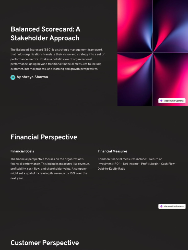 Balanced Scorecard A Stakeholder Approach | PDF | Customer Satisfaction ...