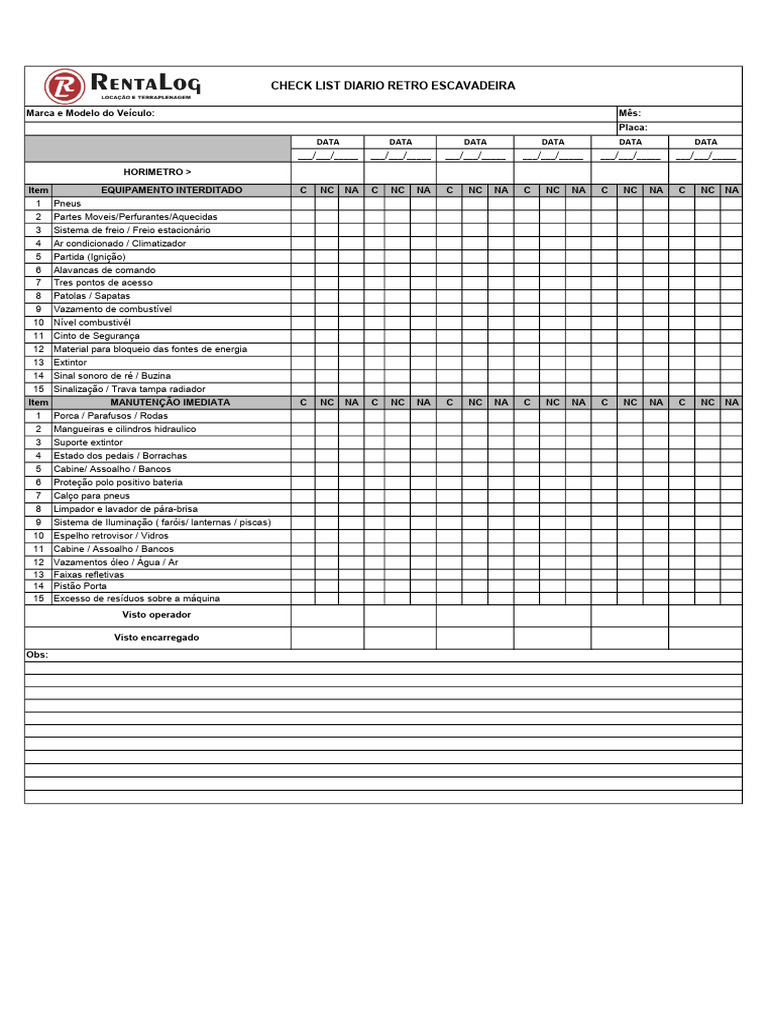 Check List Diario Retro | PDF