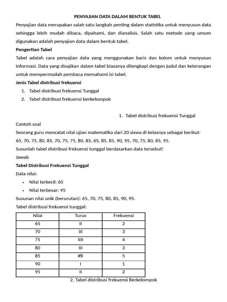 Penyajian Data dengan Tabel | PDF