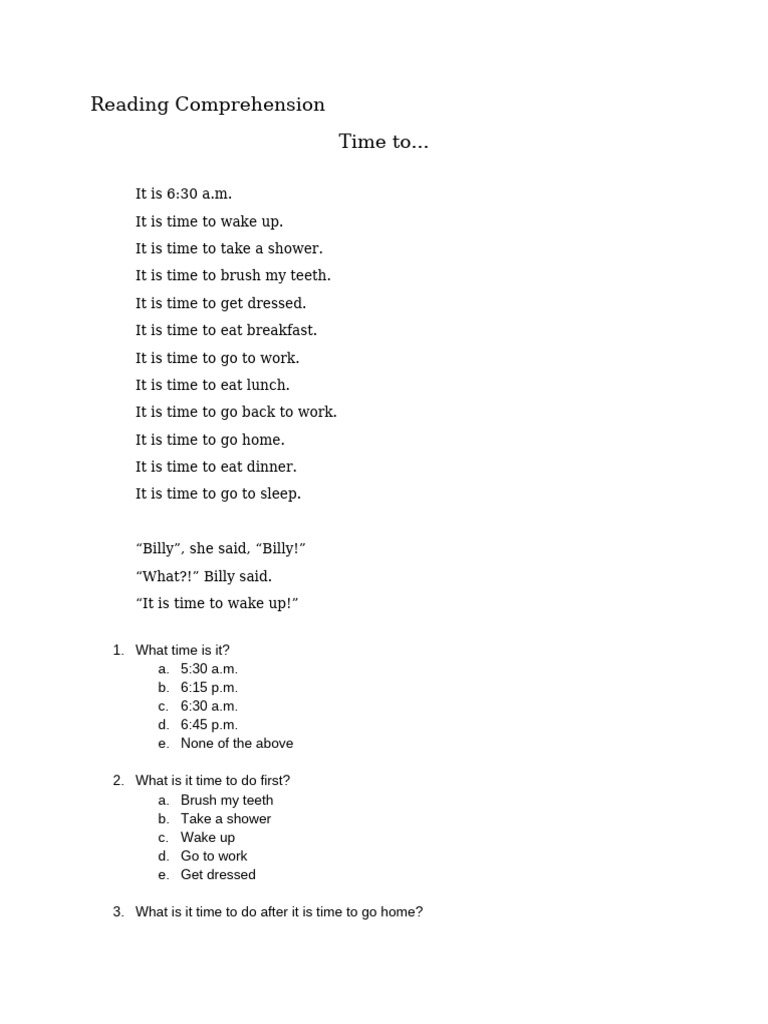 Reading Comprehension - Easy 5 | PDF