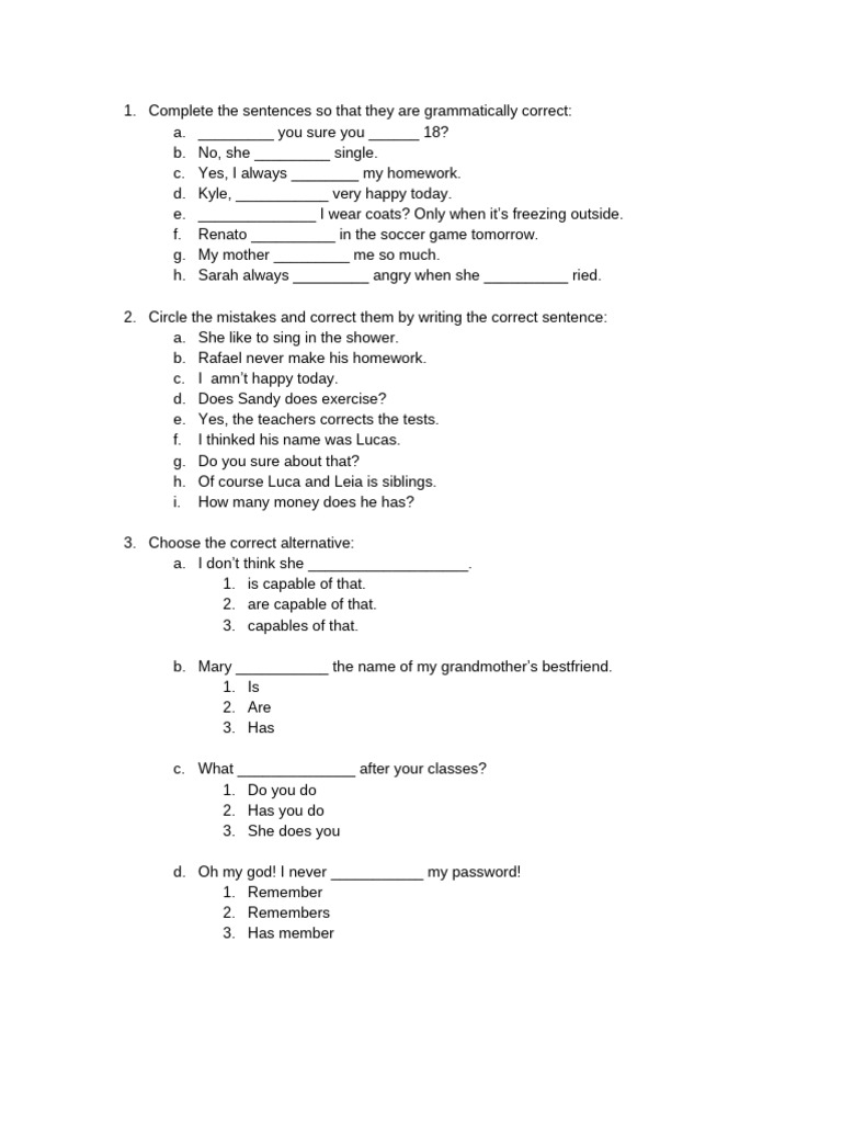 Present Simple Exercise | PDF