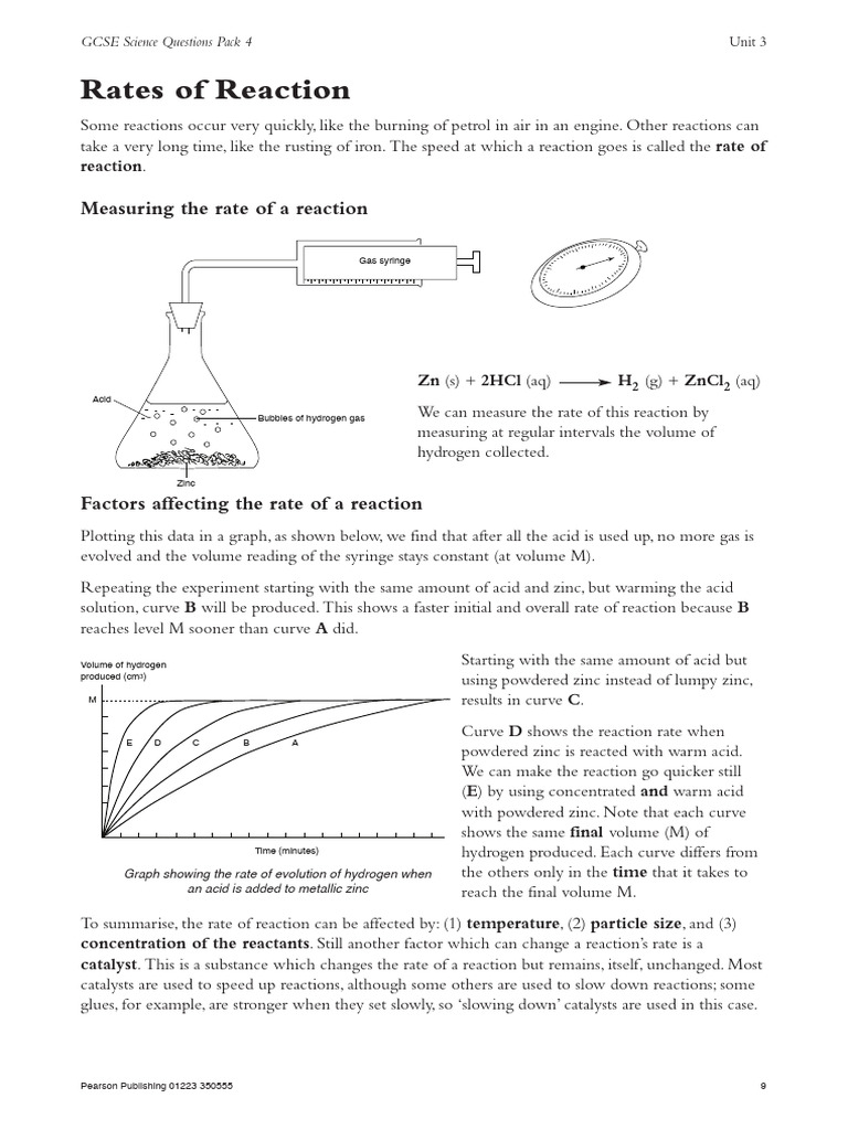 Rates of Reaction Worksheet 1 1 3 | PDF | Reaction Rate | Chemistry