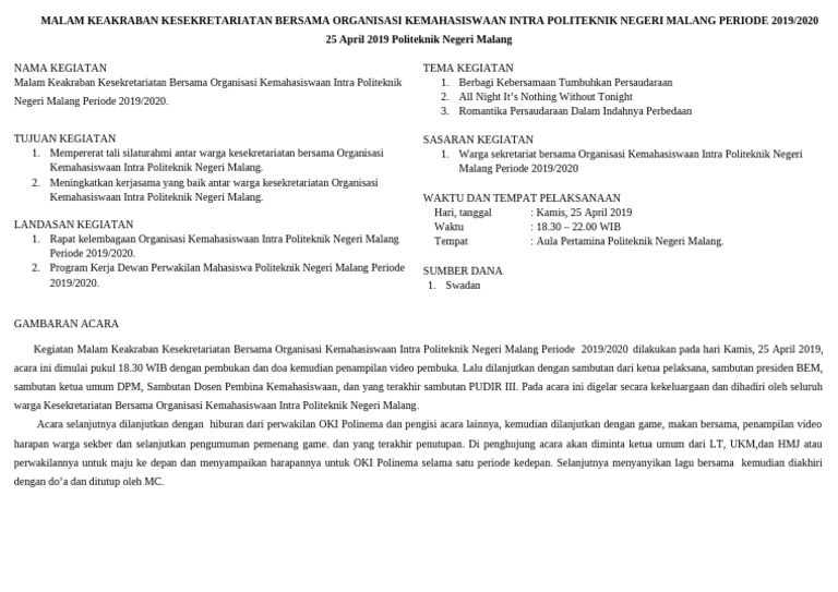 Konsep Acara Makrab 19-1 | PDF