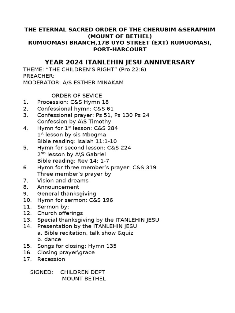 The Eternal Sacred Order of The Cherubim | PDF