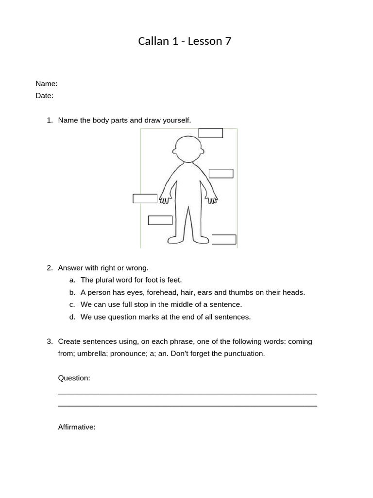 Callan 1 - Lesson 7. | PDF