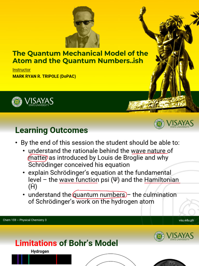 3. The Quantum Mechanical Model of the Atom and the Quantum Numbers ...