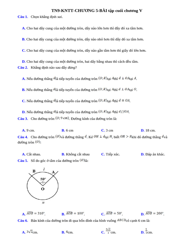 TN9-KNTT-CHƯƠNG 5-BÀI Tập Cuối Chương v -Phan Đình Quân | PDF