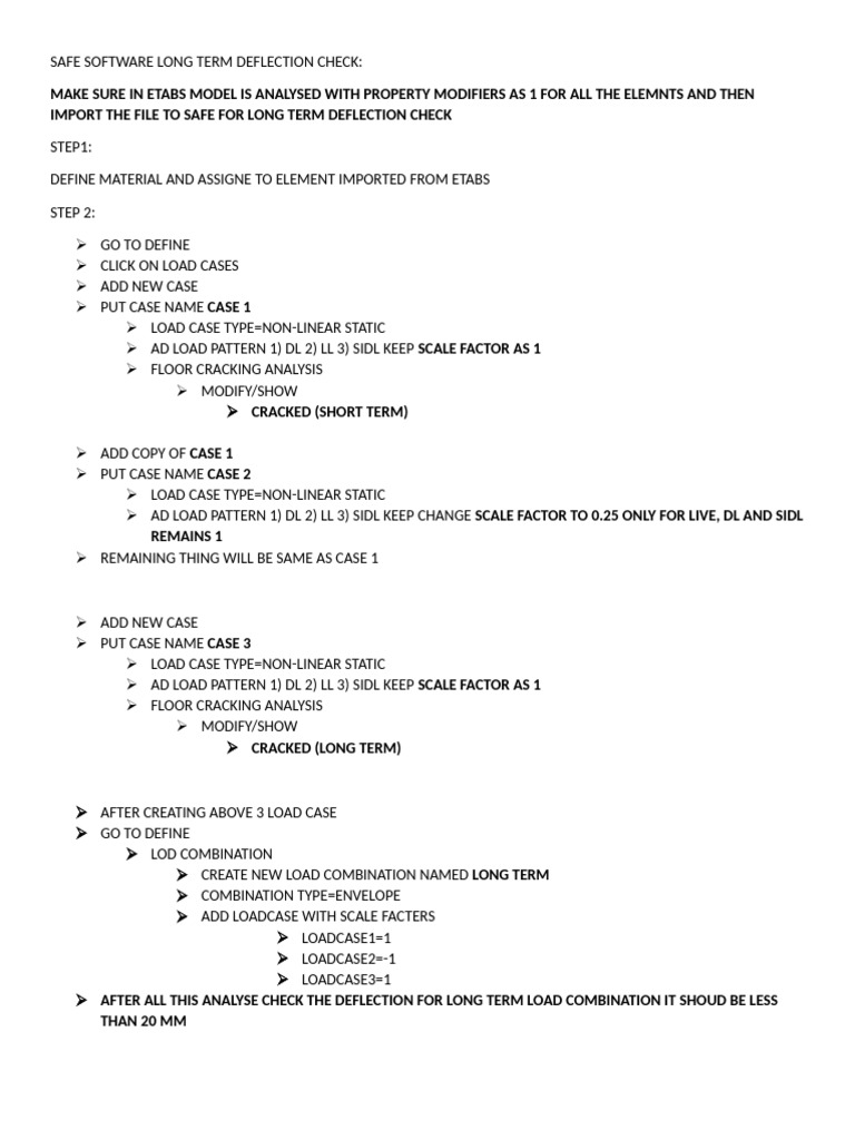 Long-Term Deflection Check (Safe Software) | PDF