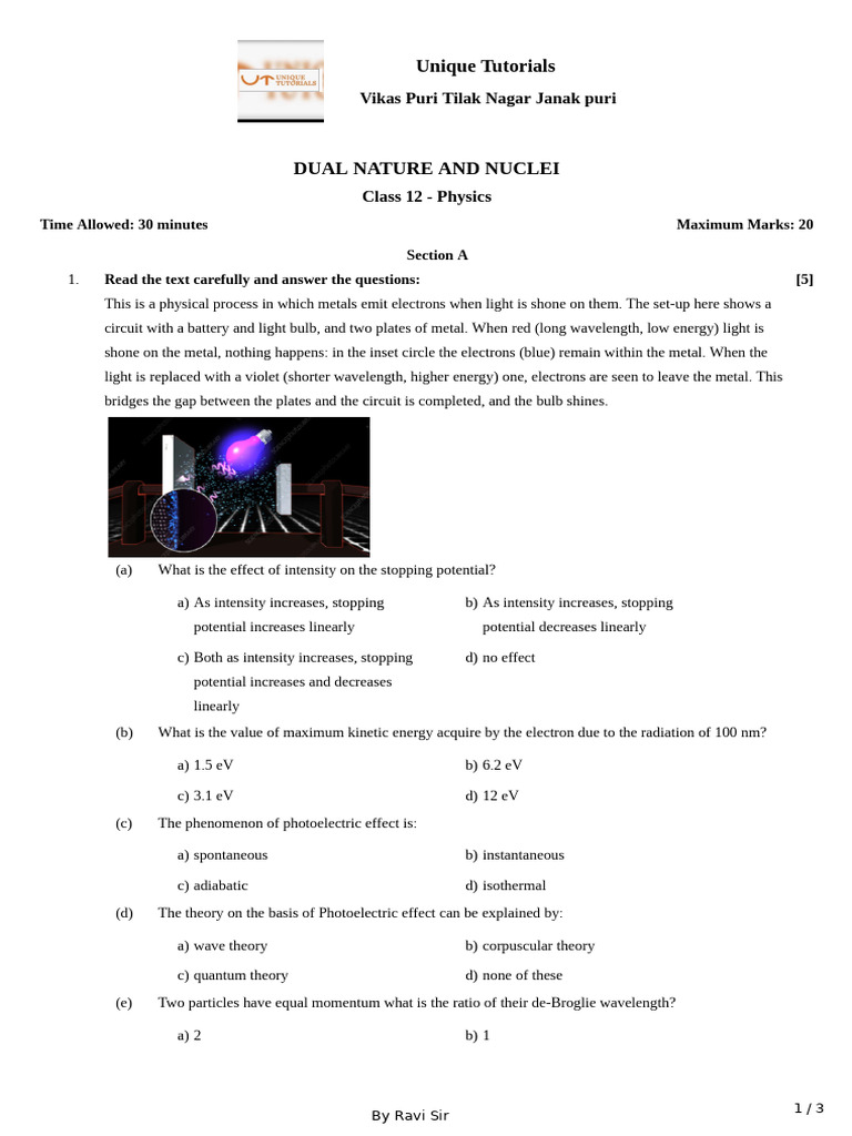 Class 12 Physics: Photoelectric Effect Guide | PDF | Photoelectric Effect | Electron
