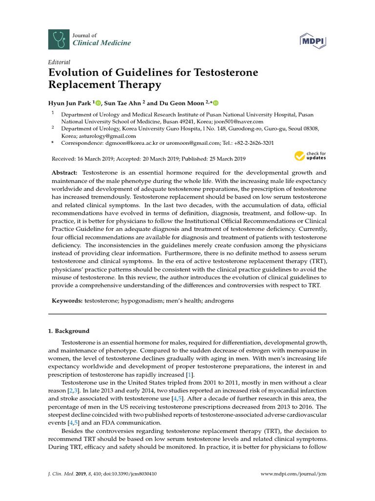 Evolution of Guidelines For Testosterone Replacement Therapy | PDF ...