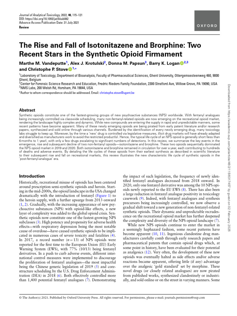 Rise & Fall of Isotonitazene & Brorphine | PDF | Fentanyl | Morphine