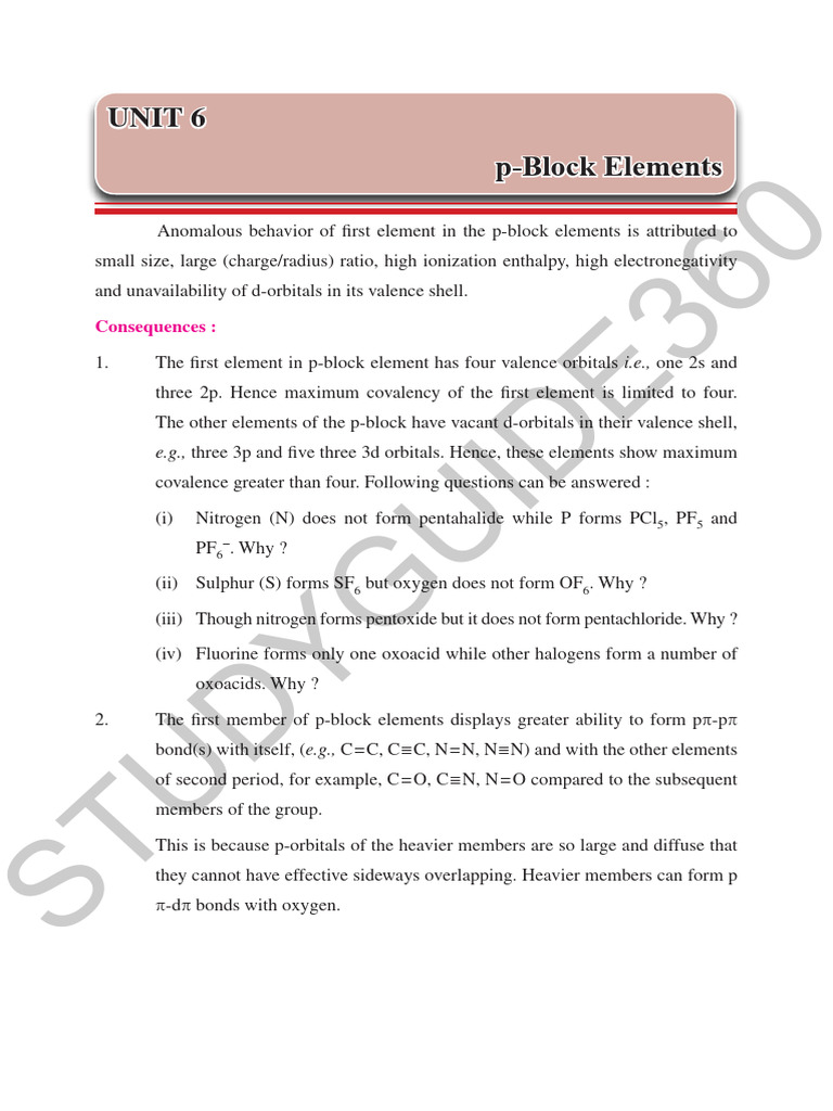 Class 12 Chemistry Notes Chapter 6 Studyguide360 | PDF | Chemical Bond ...
