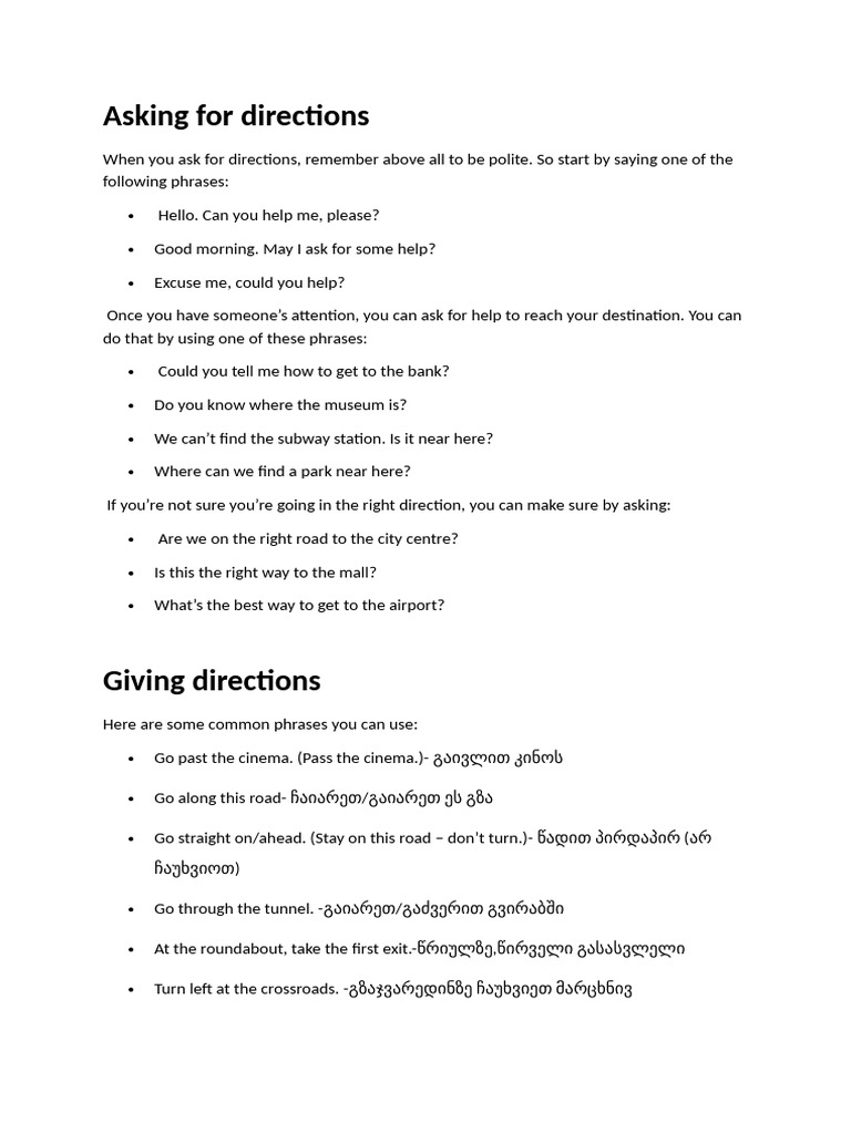 Giving Directions | PDF