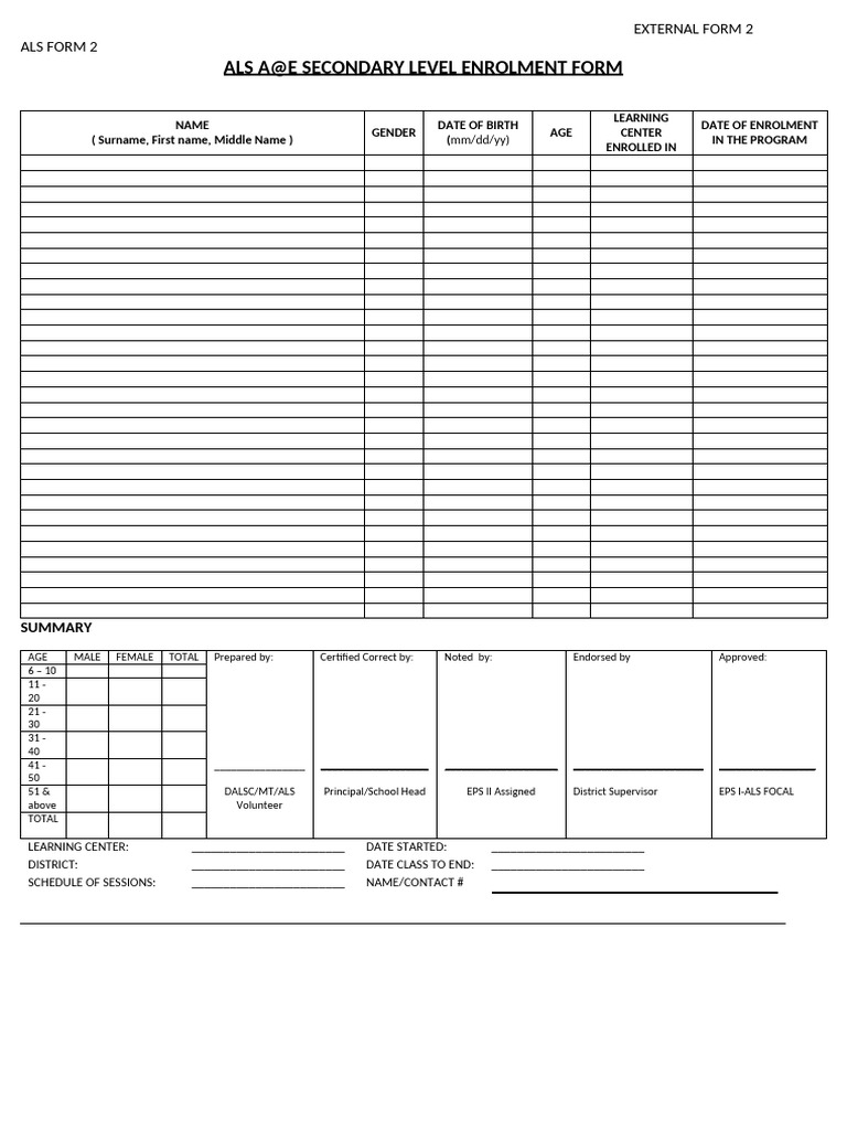 Als Enrolment Form-2018 | PDF