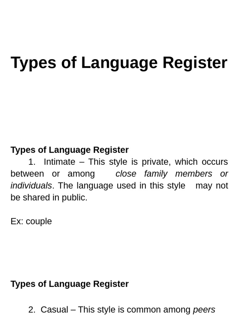 Language Registers Explained | PDF
