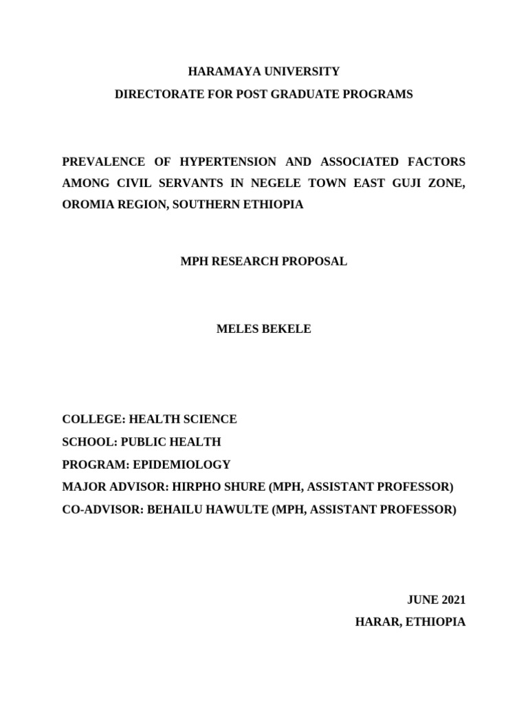 Melese Bekele Proposal draft (4) | PDF | Body Mass Index | Obesity