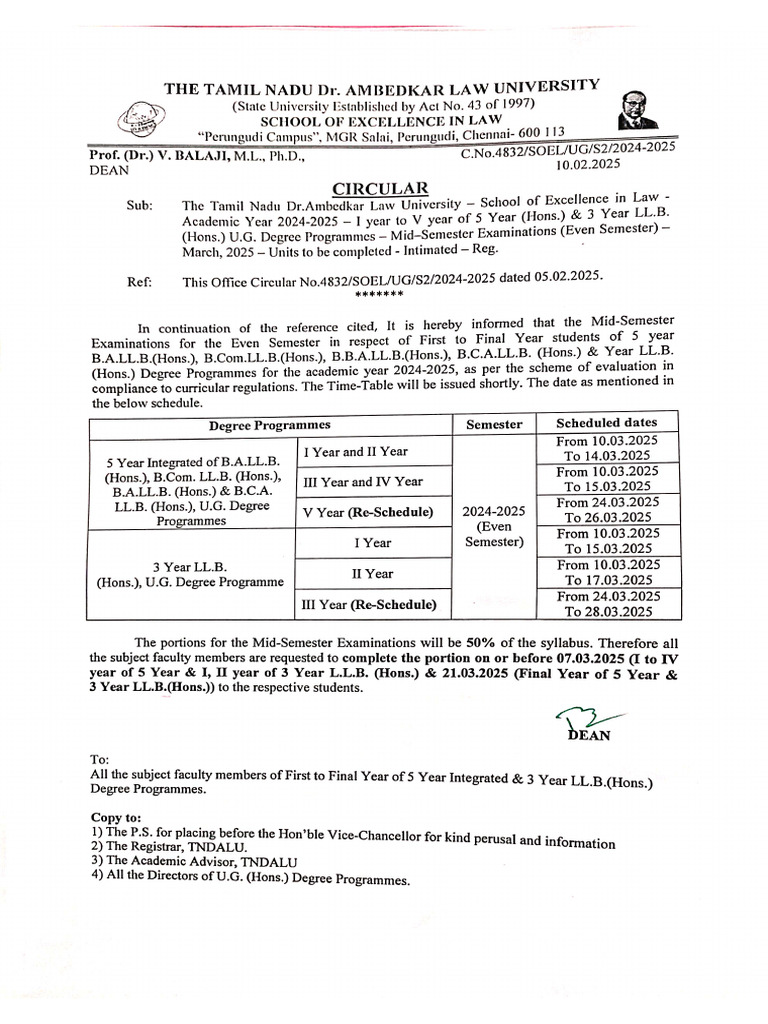 Re-schedule of Mid Sem 24-25 Even Semester March 2025 | PDF