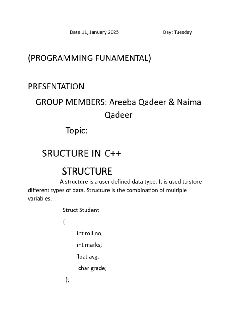C++ Structure Data Types Explained | PDF