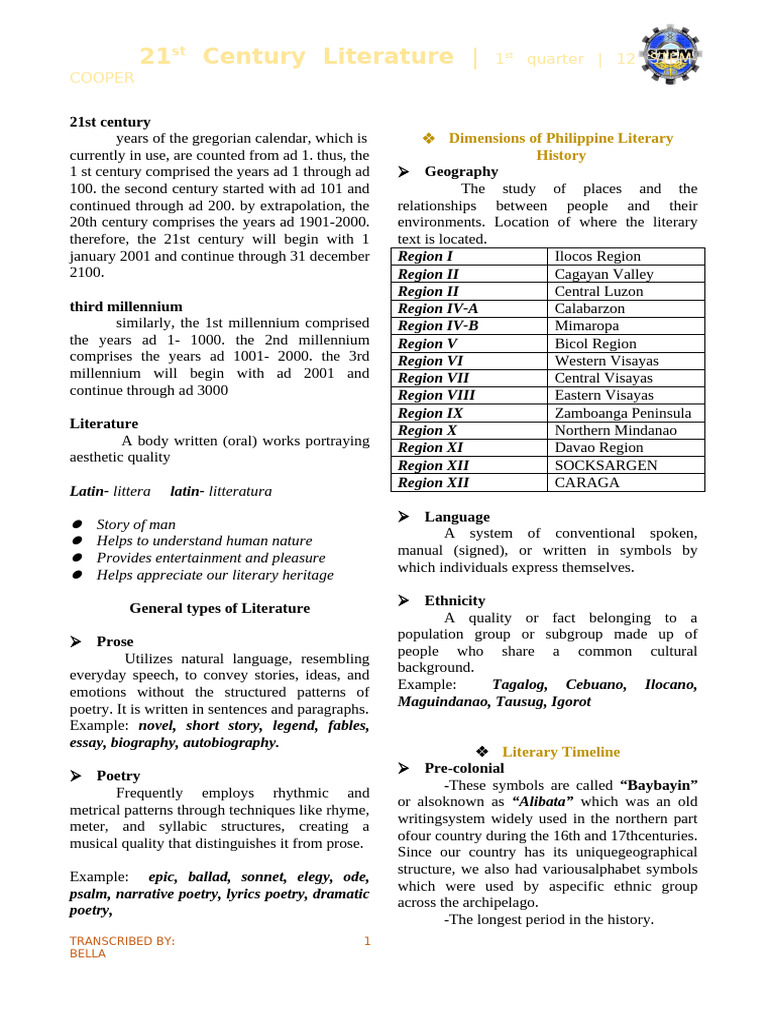 21st Century Reviewer | PDF | Poetry | Metre (Poetry)