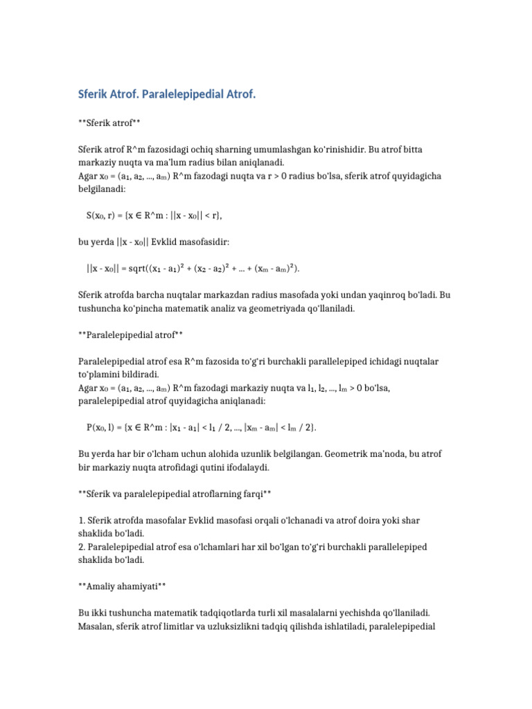 Sferik Va Paralelepipedial Atrof | PDF