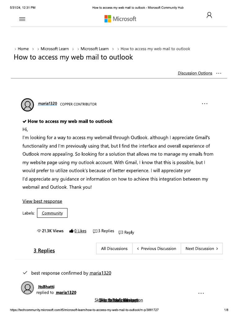 Access My Webmail To Outlook | PDF
