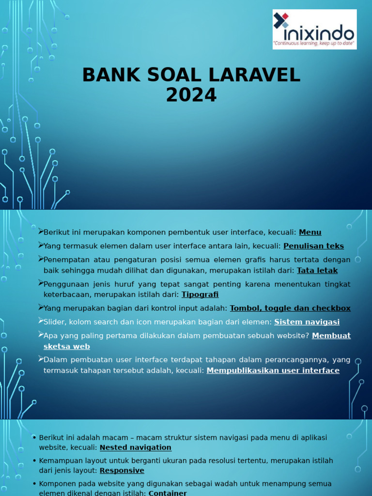 Bank Soal Laravel 2024 | PDF