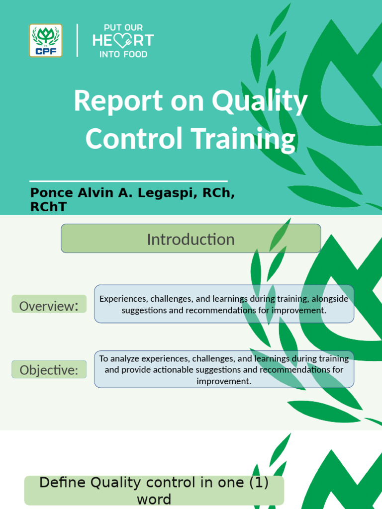 CPF Qci Presentation - RB | PDF | Sampling (Statistics) | Temperature