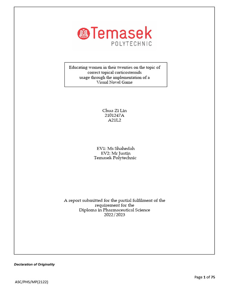 MP Report Chua Zi Lin 2101247a (Final Report) | PDF | Dermatitis ...