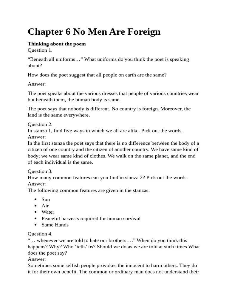 Beehive Poem 6 No Men Are Foreign | PDF