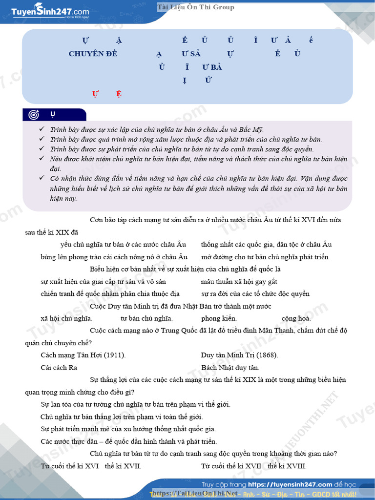 BTVN Su Xac Lap Va Phat Trien Cua Chu Nghia Tu Ban Tiet 1 | PDF