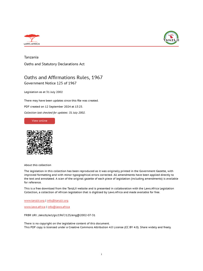 Oaths and Affirmations Rules 1967 | PDF | Oath | Justice