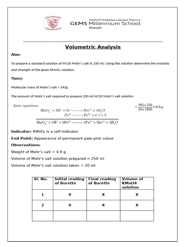 Volumetric Analysis - For Exam_2024 (1) | PDF | Titration | Chemistry