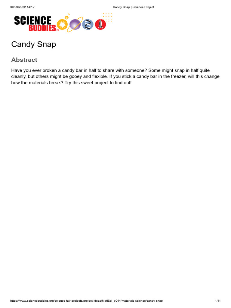01 - Candy Snap - Science Project | PDF | Deformation (Engineering ...