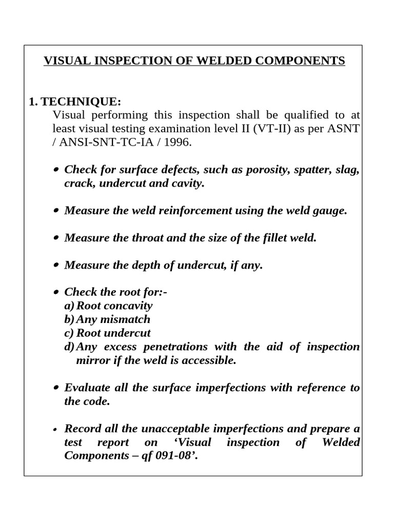 Visual Inspection Techniques for Welded Components | PDF | Pipe (Fluid ...