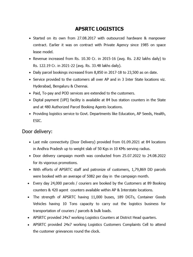 About APSRTCLogistics | PDF