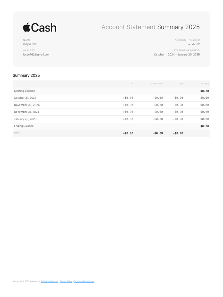 Apple Cash Statement | PDF | Payments | Cash