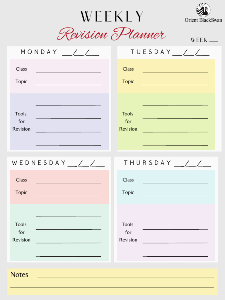 Weekly Revision Planner For Teachers | PDF