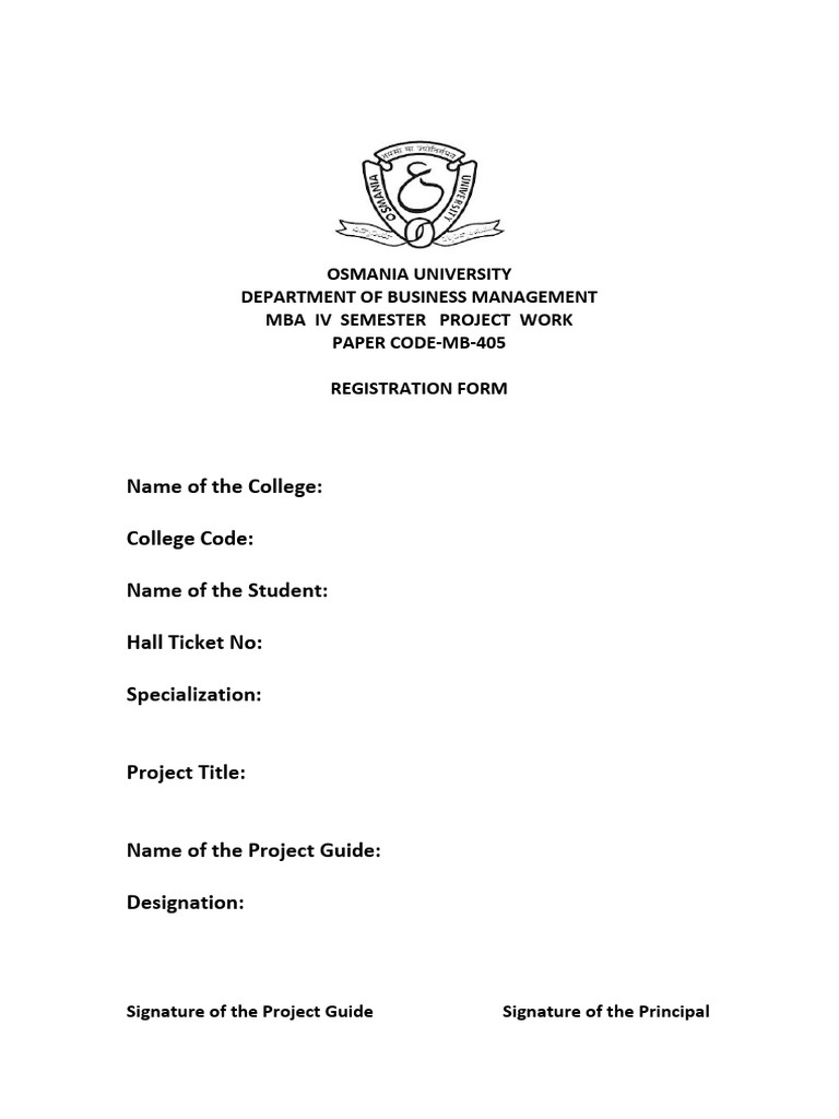Project Registration Form | PDF