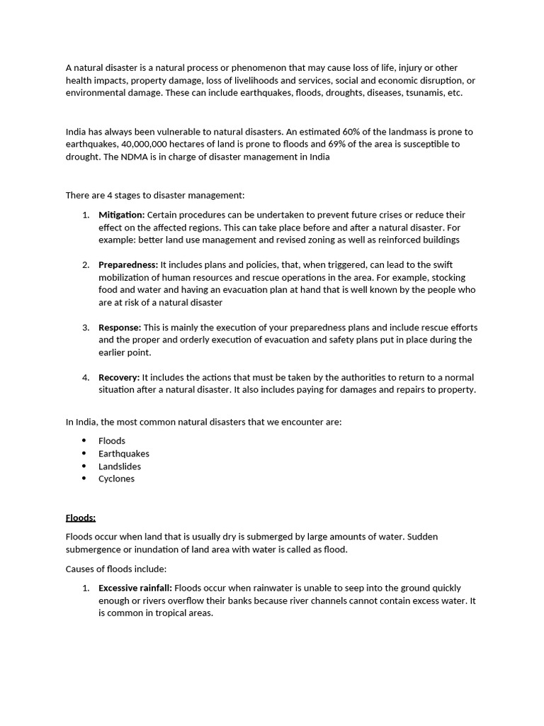 Geography Project Term II 22-23 | PDF | Flood | Natural Disasters