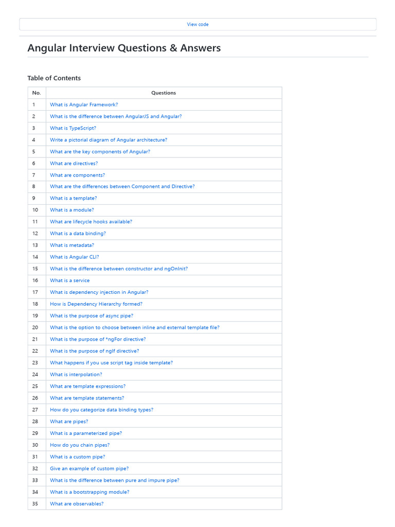 Angular Interview Questions & Answers | PDF | Angular Js | Constructor (Object Oriented Programming)