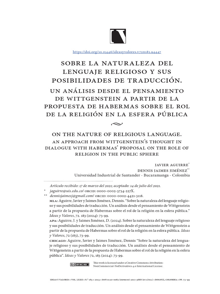 Lenguaje religioso y su traducción | PDF | Verdad | Jürgen Habermas
