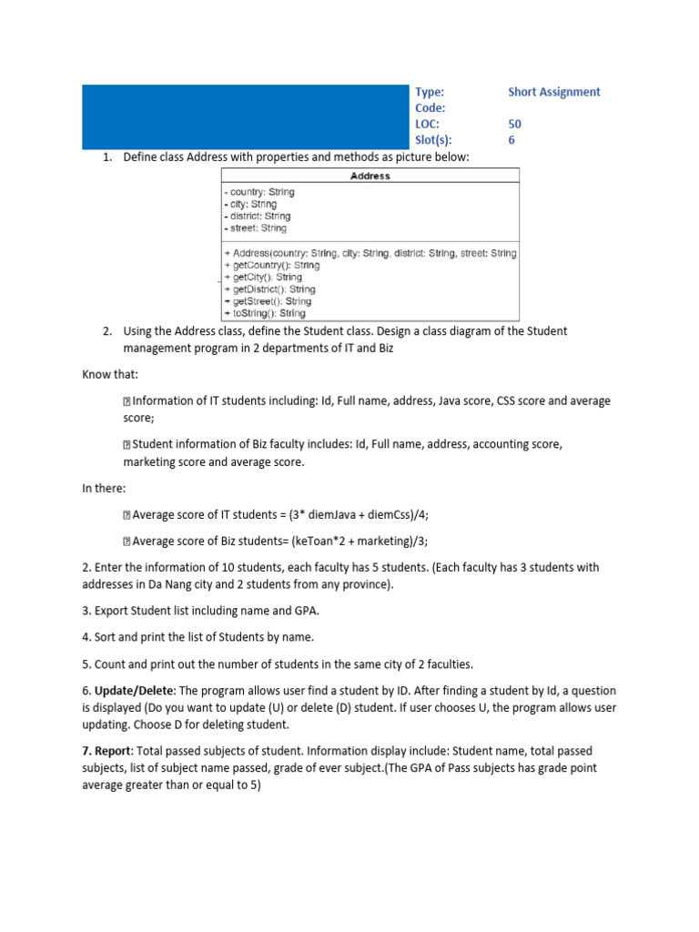 Student Management Program Design | PDF