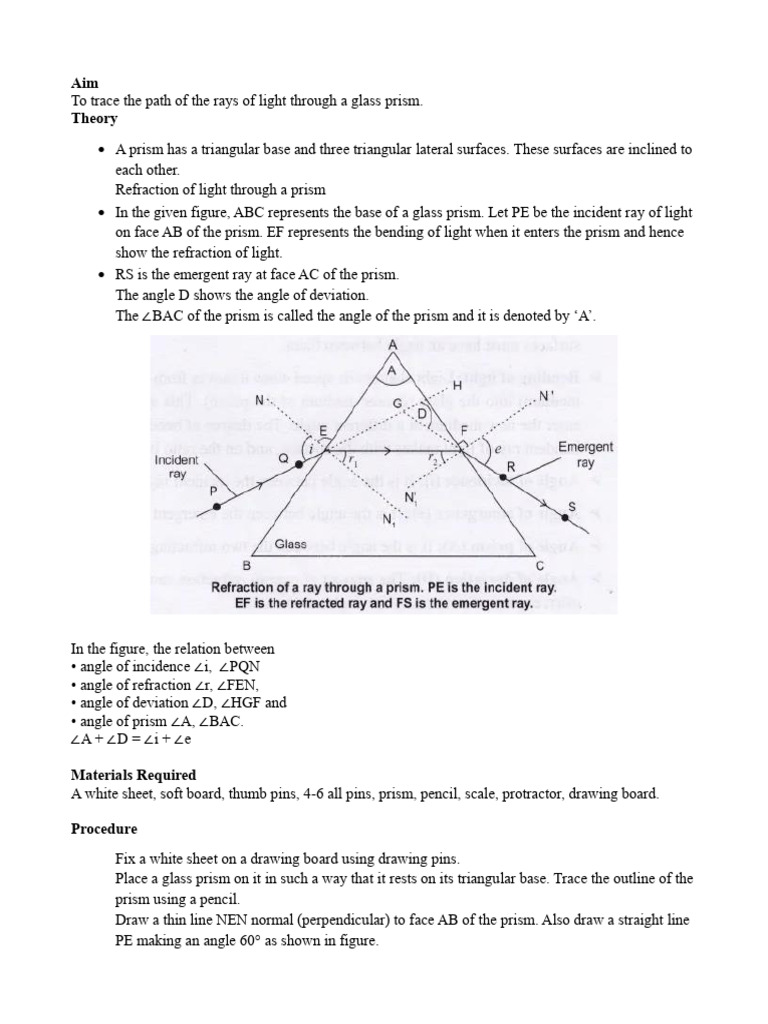 prism | PDF | Refraction | Angle
